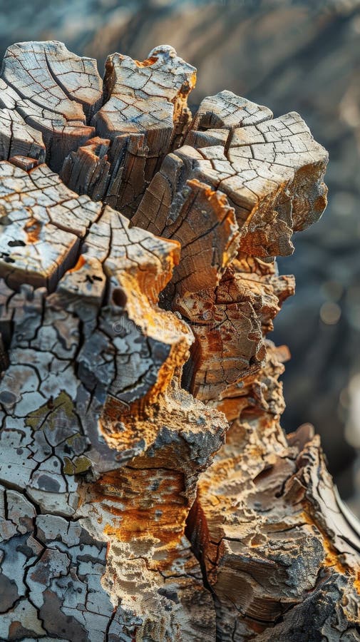 Intricate Textures and Patterns on a Decaying Tree Trunk Close-up in ...