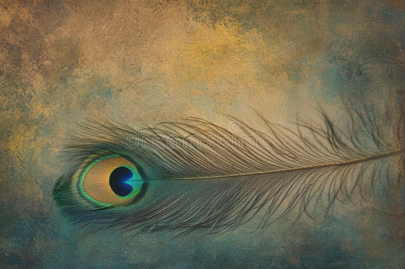 Intricate Textures of a Peacock Feather with Rich Colors and Ample Copy ...