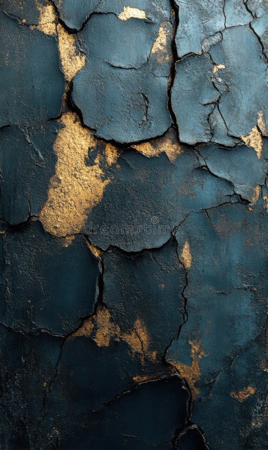Intricate Textures Reveal Aged Wall with Rich Blue and Gold Patterns ...