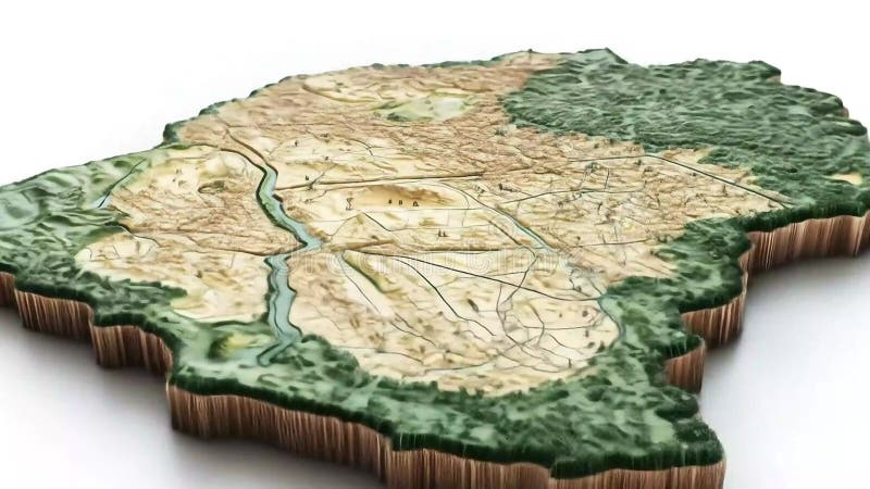 Intricate Three-dimensional Model Map Displaying Diverse Geographical ...