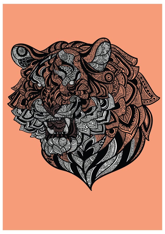 Intricate Tiger Design. Vector Illustration Decorative Design Stock ...
