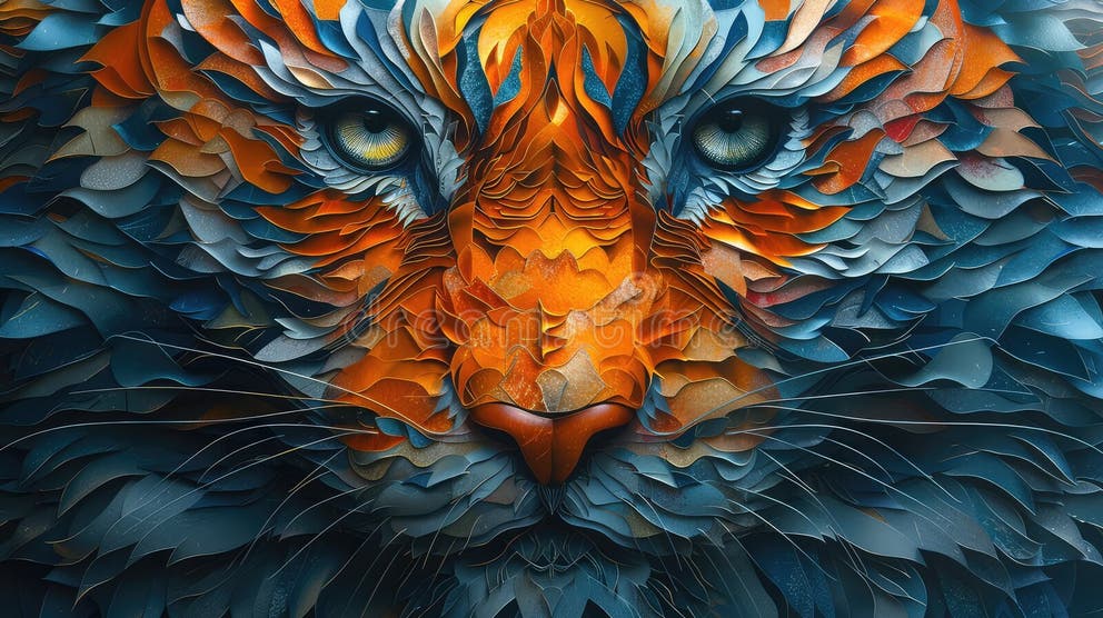 Intricate Tiger Face Pattern: a Complex, Multi-Layered Interlocking ...