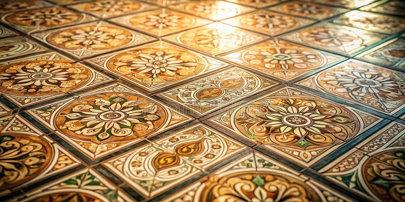 Intricate Tile Floor Design Featuring Ornate Floral and Geometric ...