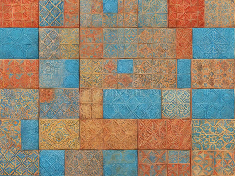 The Intricate Tile Pattern Showcases a Harmonious Blend of Vibrant ...