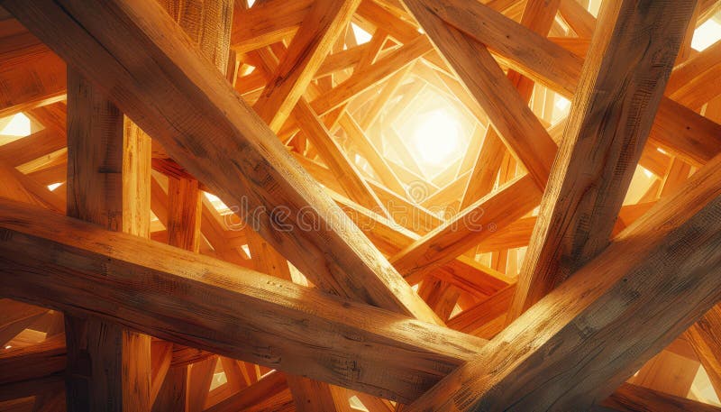 Intricate Timber Beam Roofing Framework Construction at Development ...