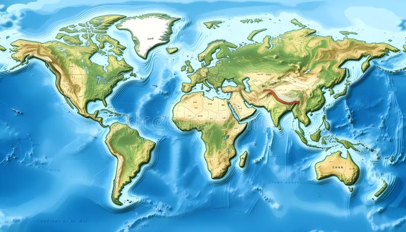 Light Topographic Map with Contour Lines – Detailed Land and Ocean ...