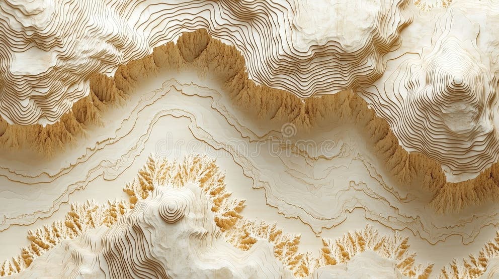 Intricate Topographical Relief Artwork Showcasing Layers and Natural ...