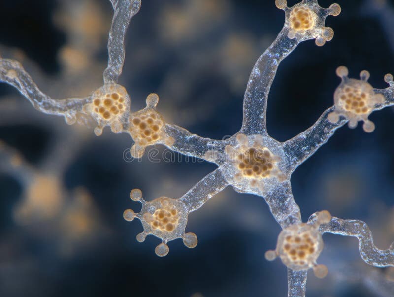 Intricate Translucent Organism with Golden Brown Nodes Under ...