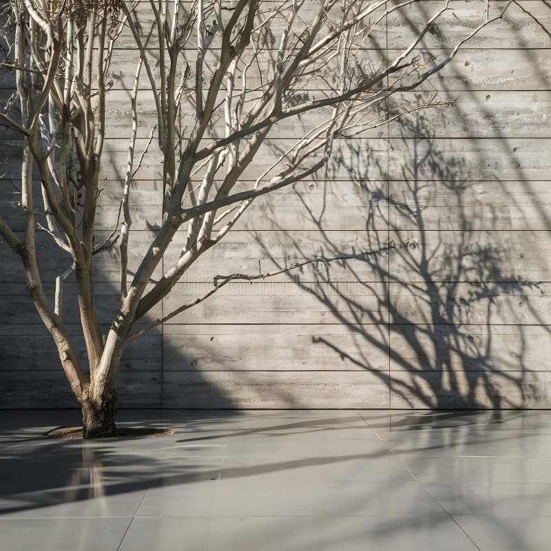 Intricate Tree Branches Cast Shadows on Textured Concrete Wall in ...