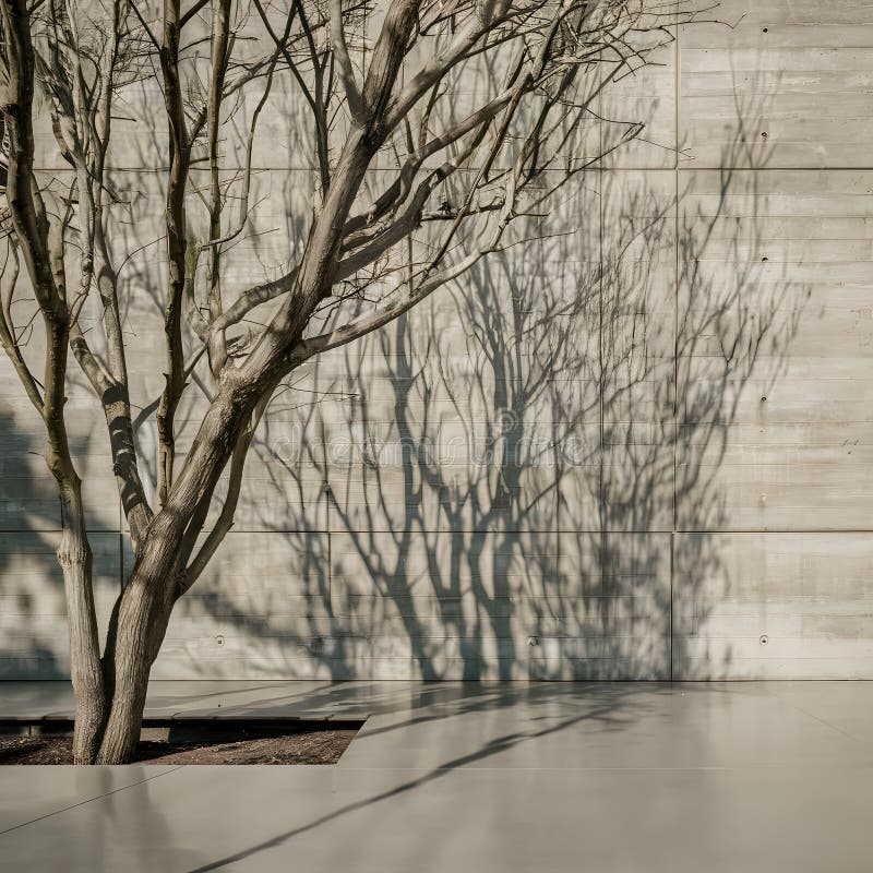 Intricate Tree Branches Cast Shadows on Textured Concrete Wall in ...