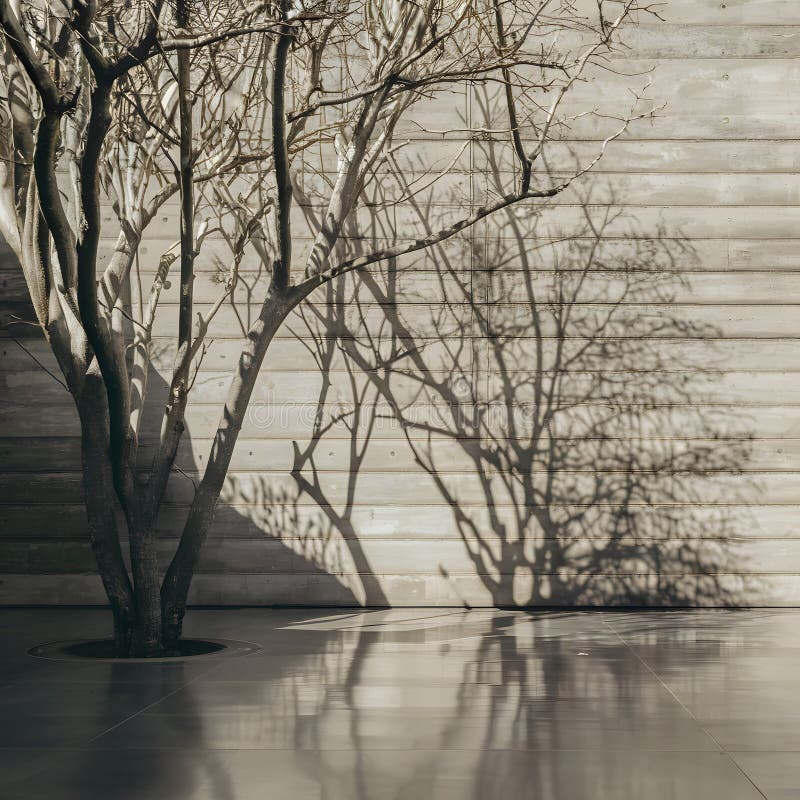 Intricate Tree Branches Cast Shadows on Textured Concrete Wall in ...