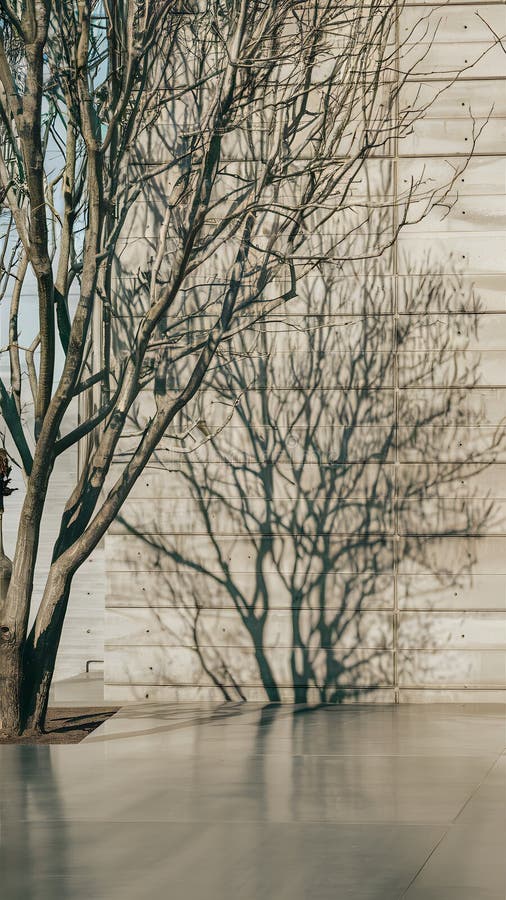 Intricate Tree Branches Cast Shadows on Textured Concrete Wall in ...