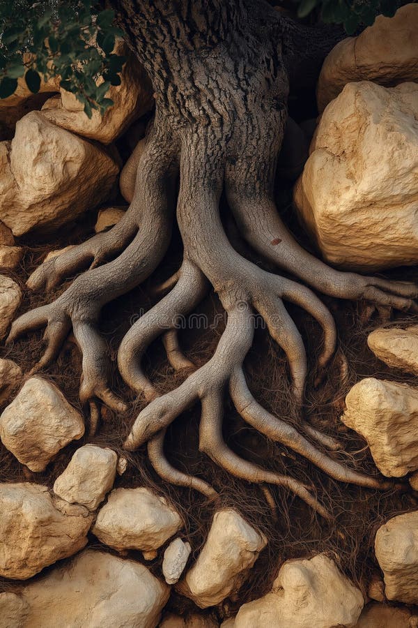Intricate Tree Roots Emerging from Rocky Ground in a Natural Setting ...