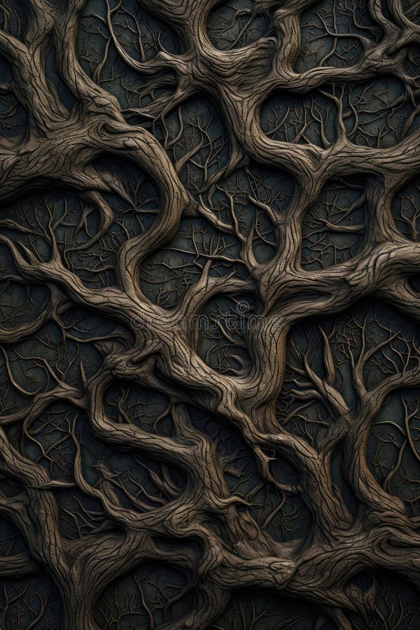 Intricate Tree Roots Forming a Natural Pattern on a Dark Surface Stock ...