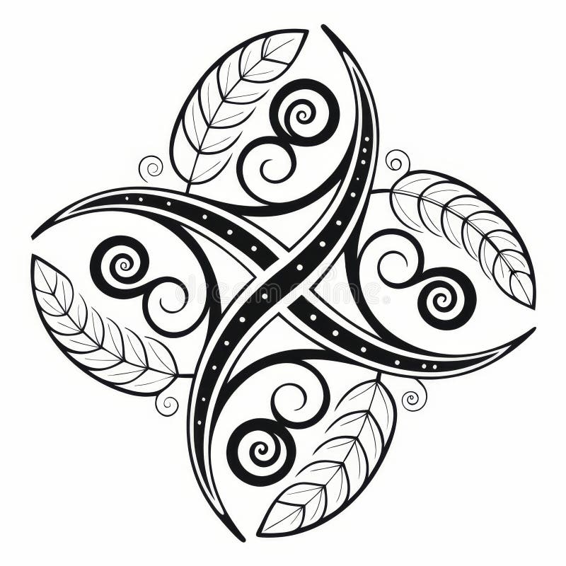 Intricate Tribal Mandala Design with Leaf and Swirl Patterns for ...