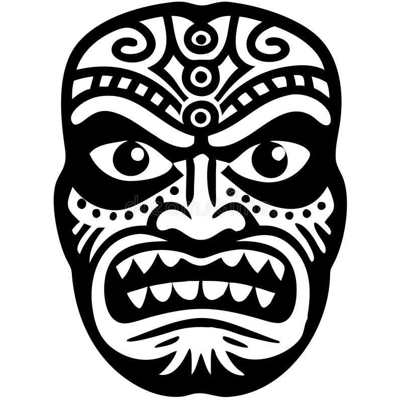 Intricate Tribal Mask Vector Art for Tattoos and Design Projects Stock ...