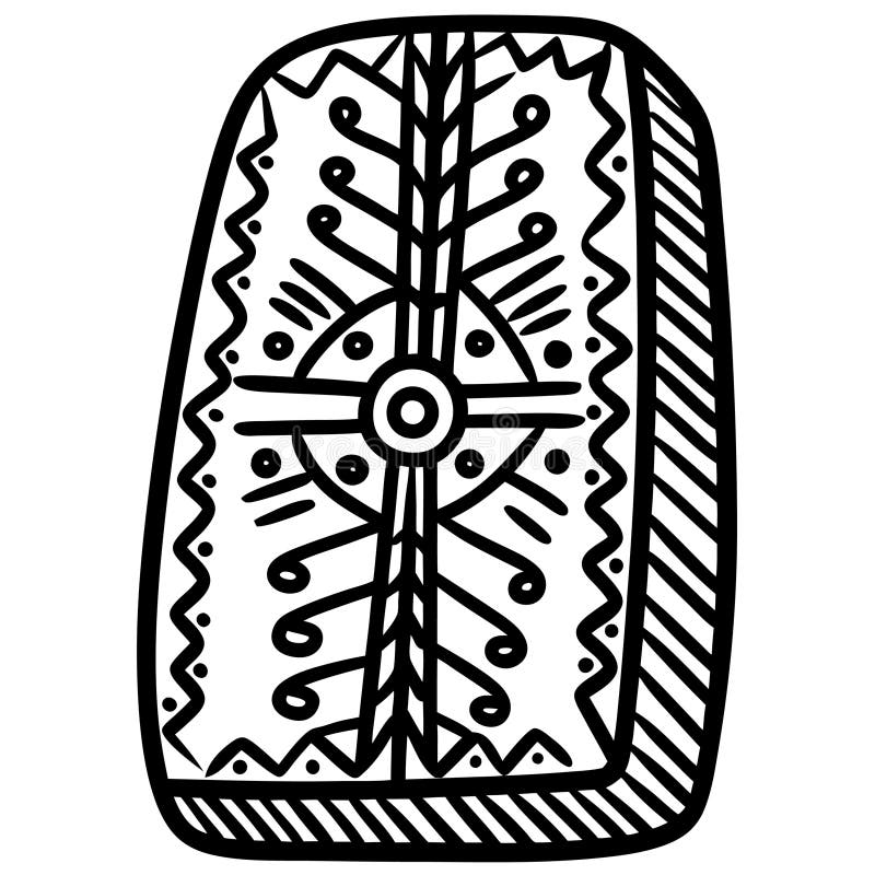 Intricate Tribal Shield Design with Geometric Patterns and Bold Black ...