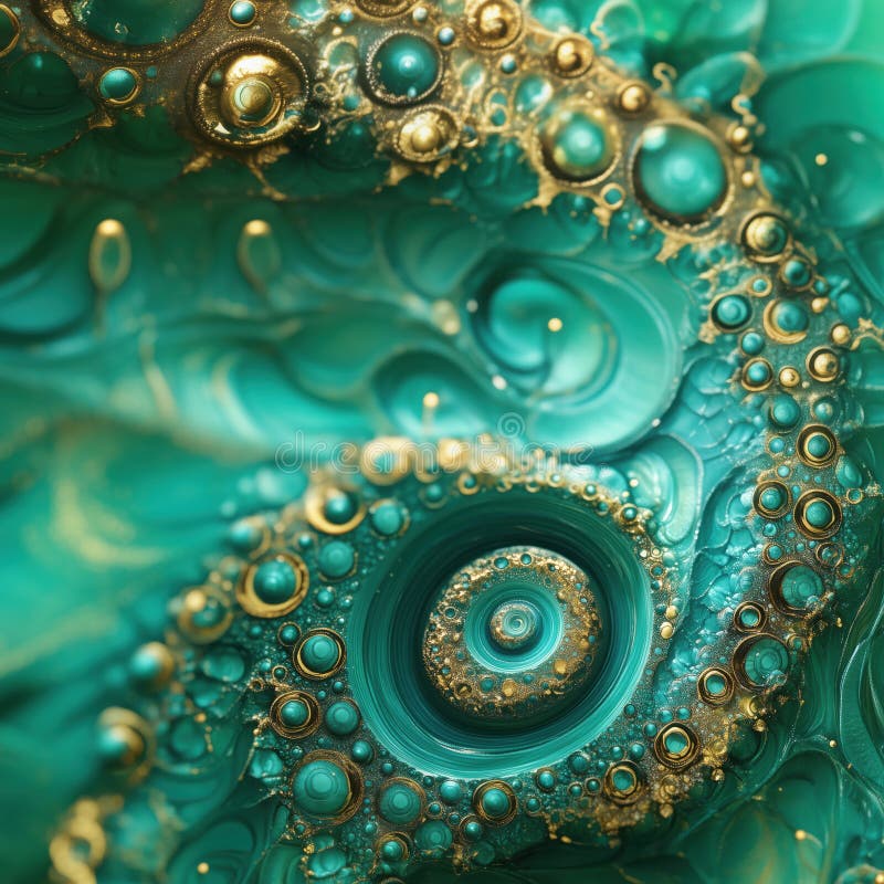 Intricate Turquoise and Gold Fractal Design with Swirling Patterns and ...