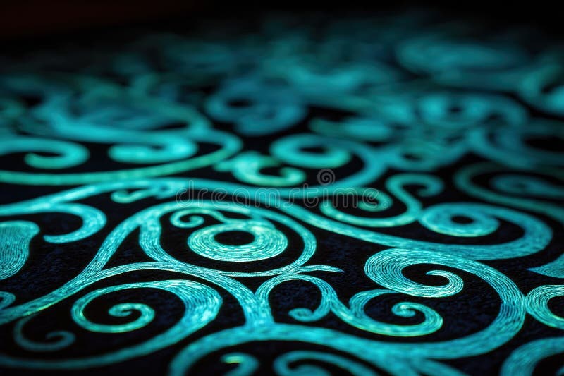 Intricate Turquoise Patterns Create an Enchanting Texture on a Dark ...