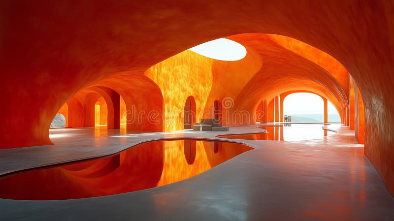 An Intricate Underground Structure with Arched Ceilings and Reflective ...