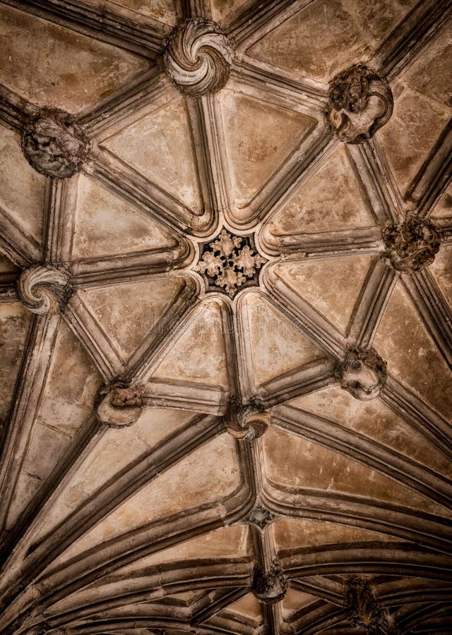 Intricate Vaulted Ceiling with Ornate Stonework. Stock Illustration ...