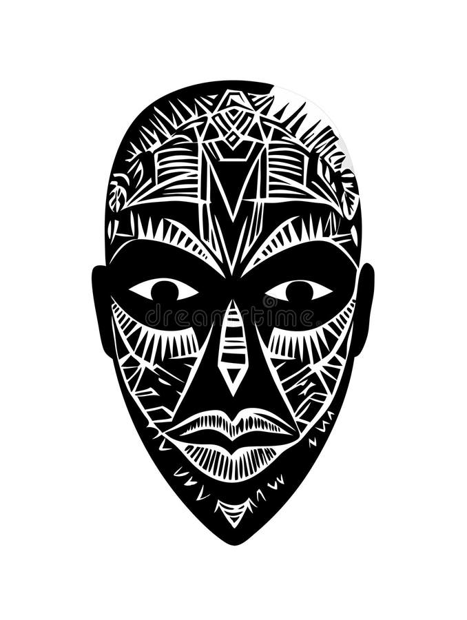Intricate Tribal Face Tattoo Vector Design for Artistic Projects Stock ...