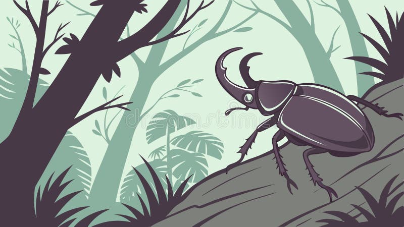 Giant Beetle in Darkened Forest Undergrowth Vector, Vector Design ...