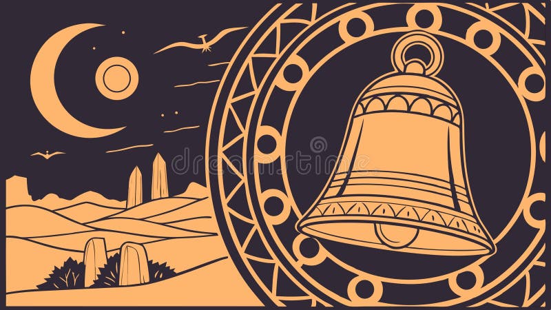 Ornate Bell with Celestial Elements Vector Illustration, Mystical ...