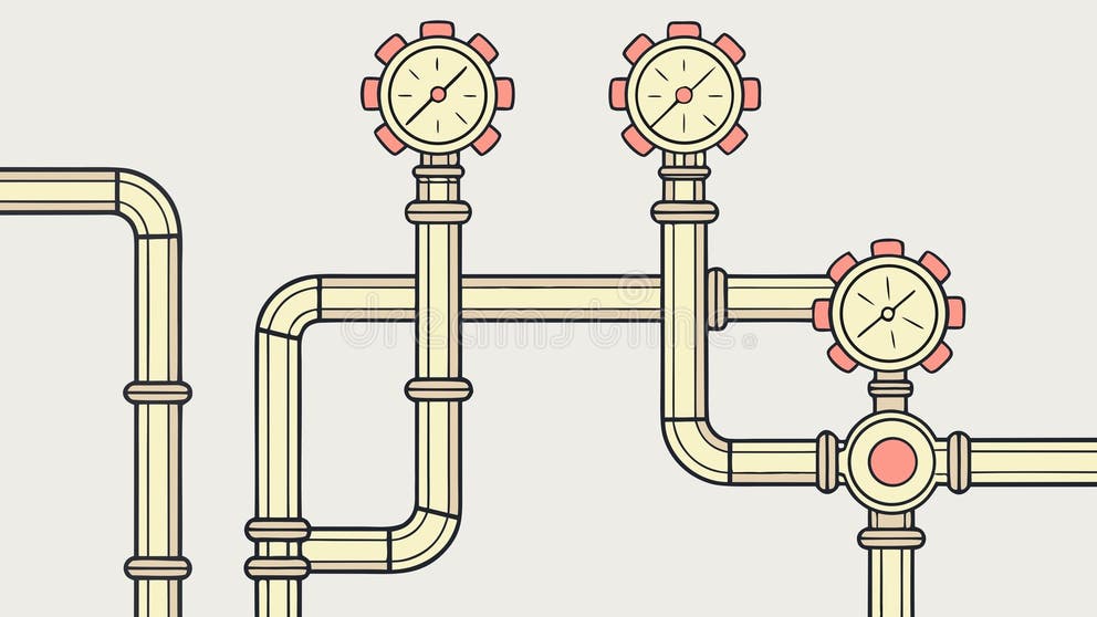 Complex Pipe System Gauges Vector, Industrial Engineering, Vector ...