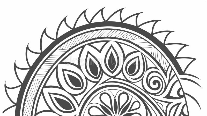 Detailed Ornamental Design Featuring a Stylized Sun and Intricate ...