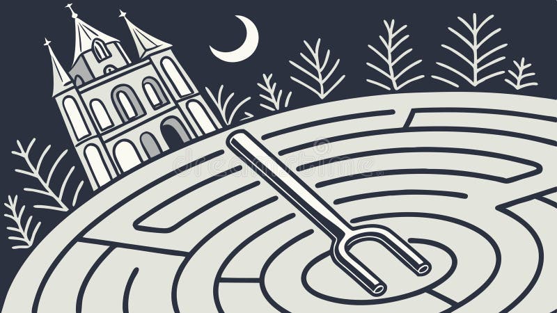 Maze of Sound Tuning Fork at the Heart of a Labyrinth, Vector Design ...