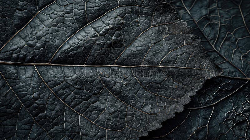 Intricate Vein Patterns on Dark Grey and Black Leaves Texture Stock ...