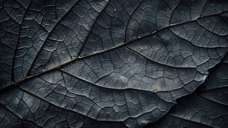 Intricate Vein Patterns on Dark Grey and Black Leaves Texture Stock ...