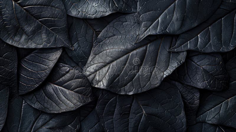 Intricate Vein Patterns on Dark Grey and Black Leaves Texture Stock ...