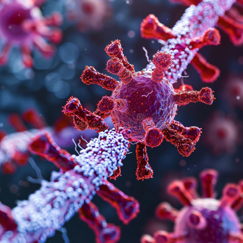Intricate View of Coronavirus Structures in a Detailed Microscopic Environment Stock Image ...