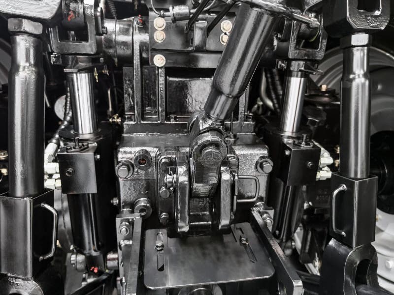 Intricate View of Hydraulic System Components in Heavy Machinery during ...