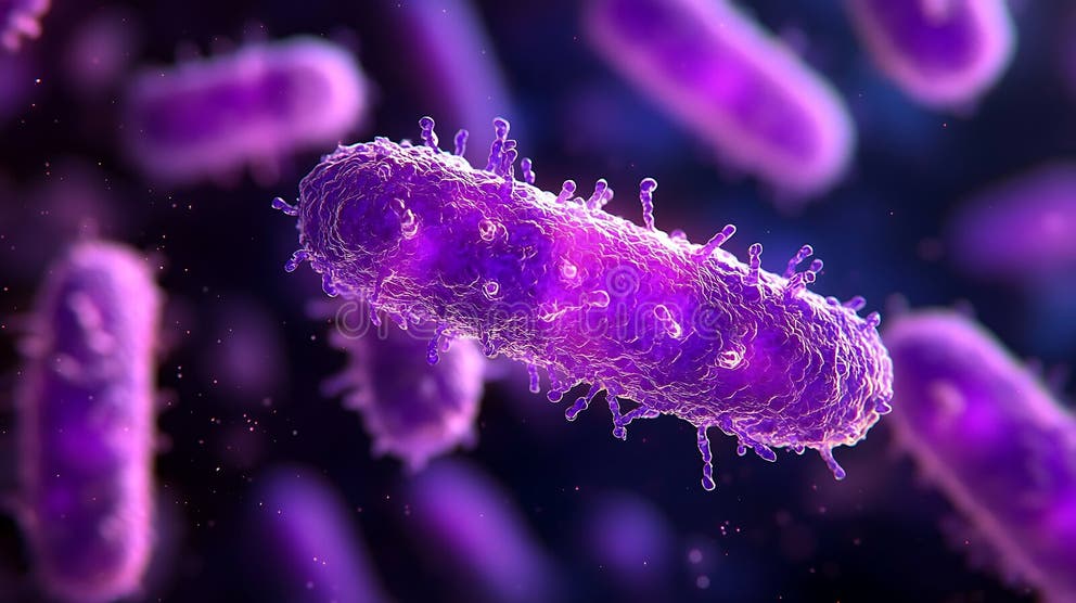 Intricate View of Vibrant Purple Bacteria Under a Microscope. Stock ...