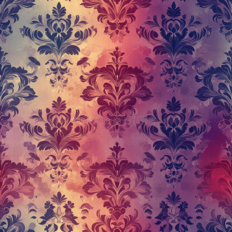 Vintage Baroque Damask Pattern with Gradient Background Stock Photo ...