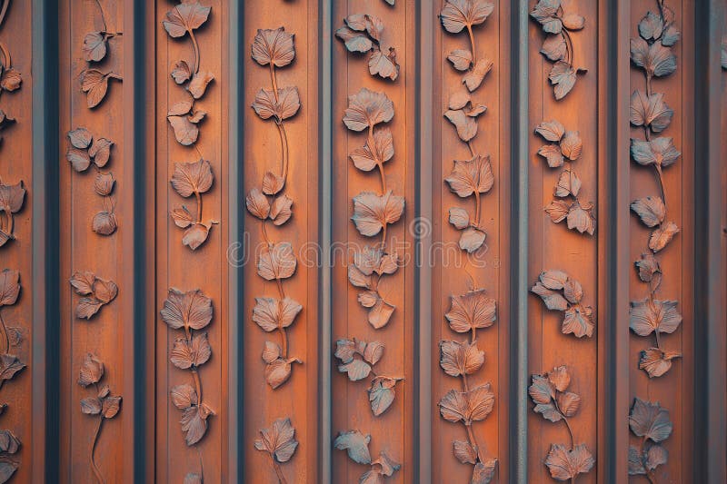 Intricate Vintage Tin Backdrop with Rustic Ivy Leaf Designs Stock Photo ...