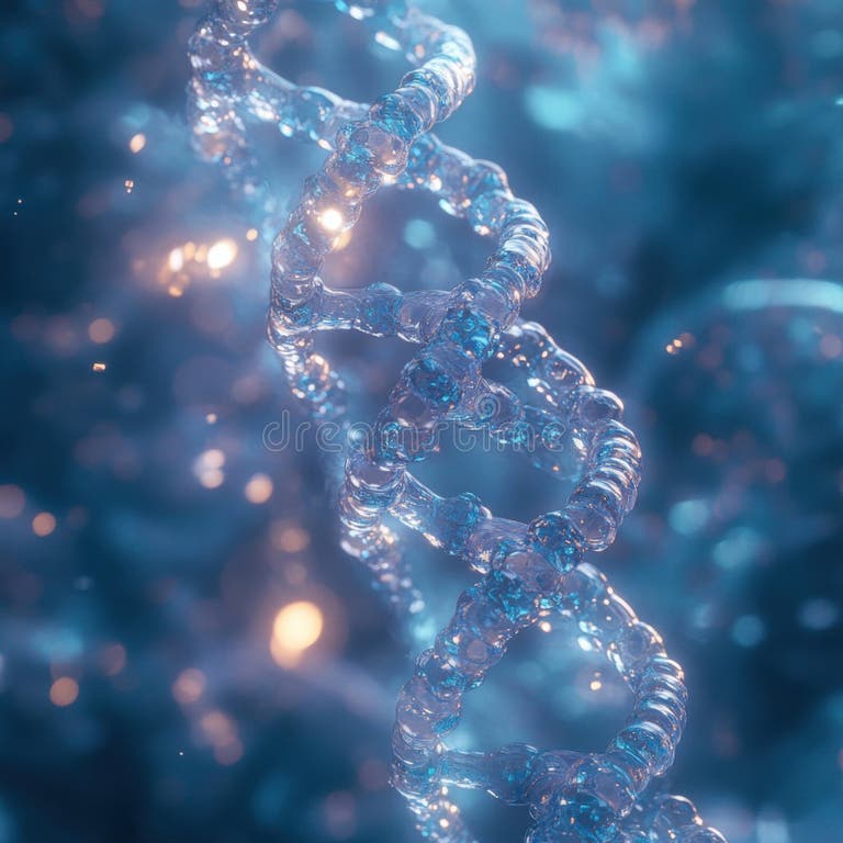 Intricate Visualization of DNA Structure in Glowing Blue Environment ...