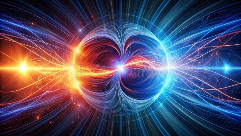 Intricate Visualization of a Magnetic Field Glowing Lines and Arrows ...