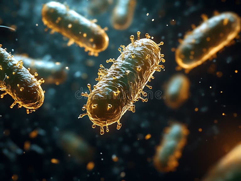 Intricate Visualization of Microscopic Bacteria in Motion. Stock ...