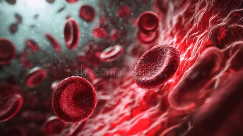 Intricate Visualization of Red Blood Cells in Human Circulation Stock ...
