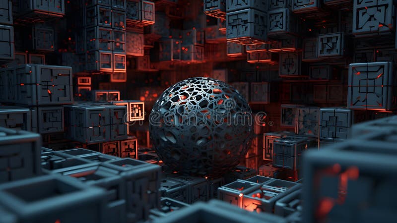 Intricate Wallpaper Composed of Grey Complex Surface Sphere Surrounded ...