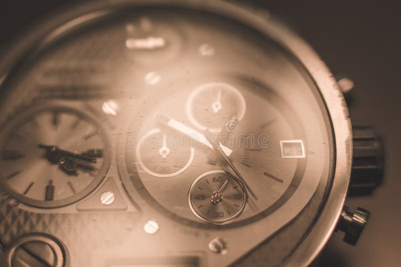 Intricate Watch Face with Multiple Dials Stock Photo - Image of face ...