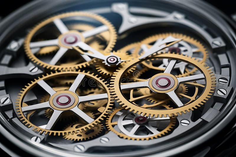 Intricate Watch Mechanism Gears, Cogs, Precision Timekeeping Stock ...