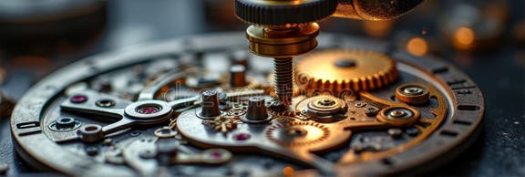 Intricate Watch Mechanism with Gears and Cogs Under Adjustment Stock ...