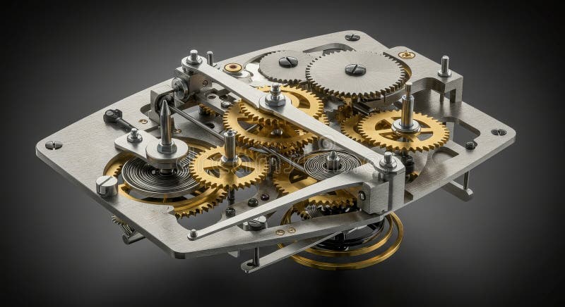 Intricate Watch Movement with Gears and Springs Showcasing Precision ...