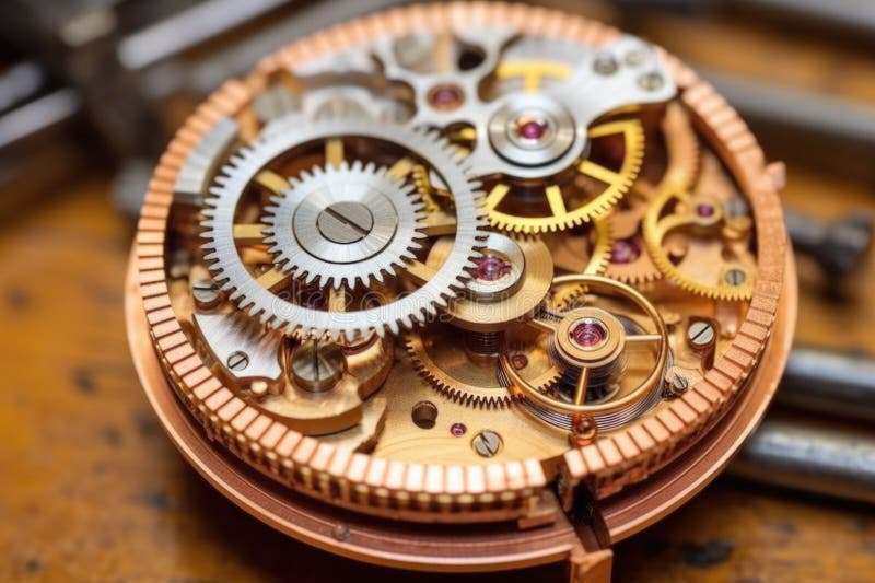 An Intricate Watch Spring Coiled on a Workshop Table Stock Image ...