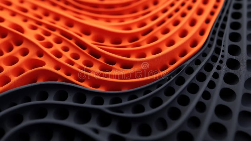 Intricate Wave-like Pattern in Orange and Black Material. Abstract ...